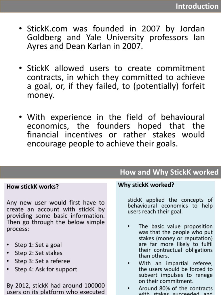 StickK Presentation | PDF | Profit (Economics) | Retail