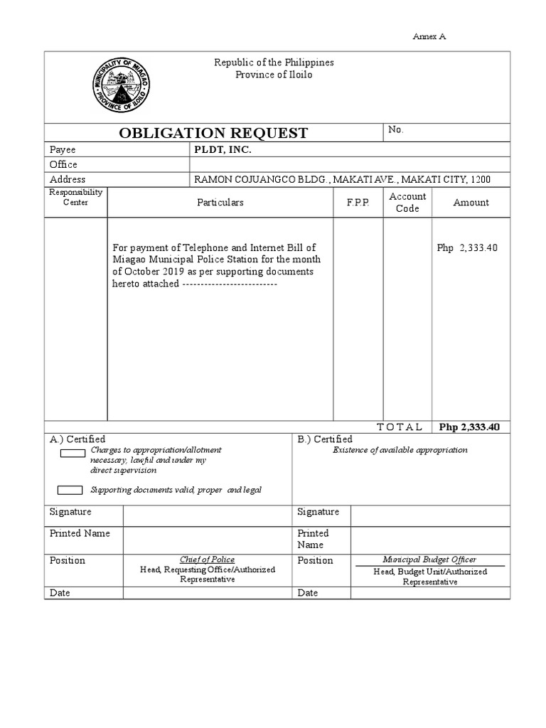 2 Obligation Request | PDF