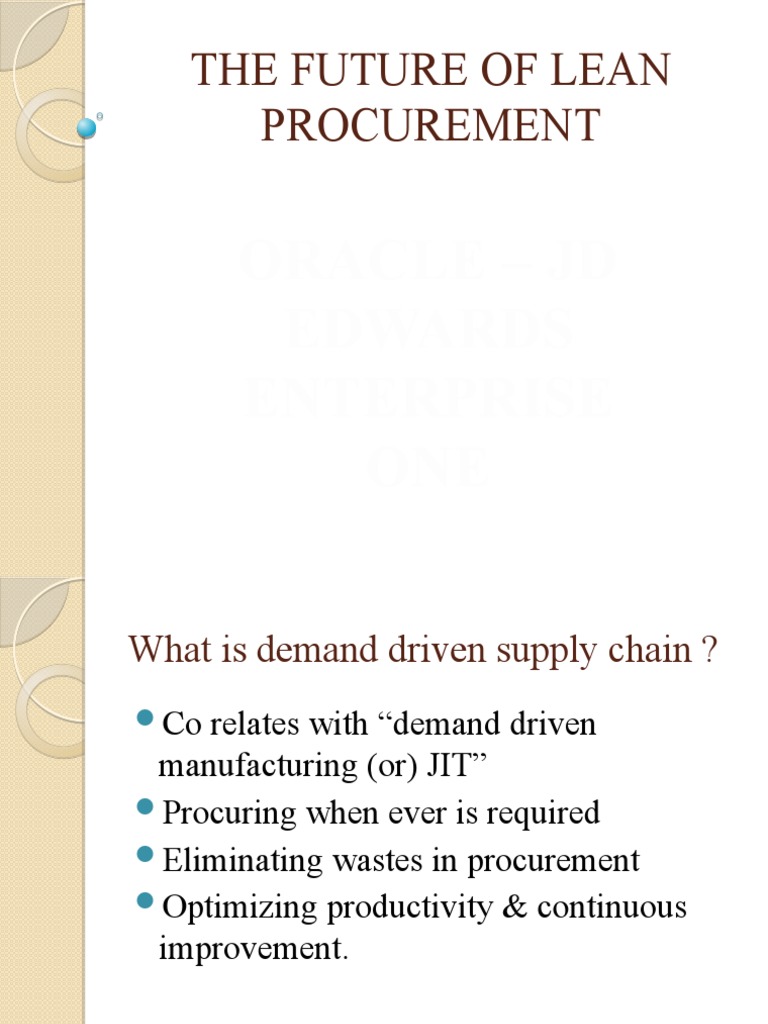 Future of Lean Procurement with JDE | PDF | Supply Chain | Procurement