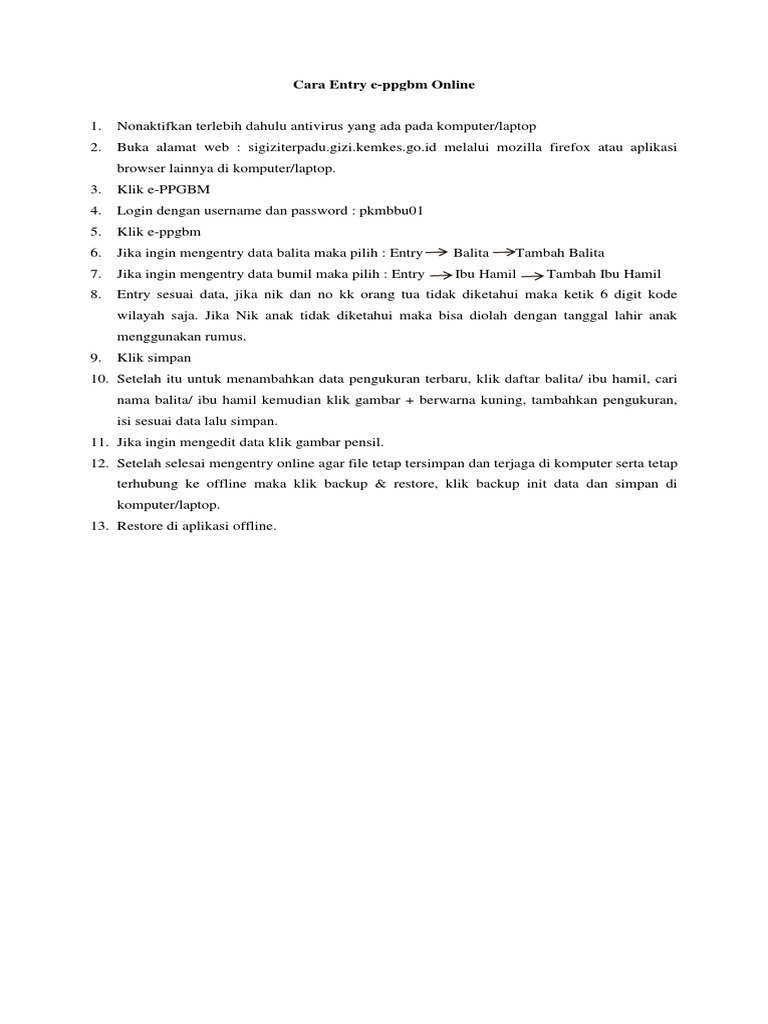 Panduan Lengkap Entry e-PPGBM | PDF