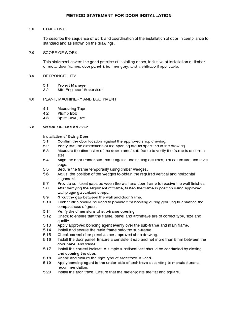 Door Installation | PDF | Door | Wall