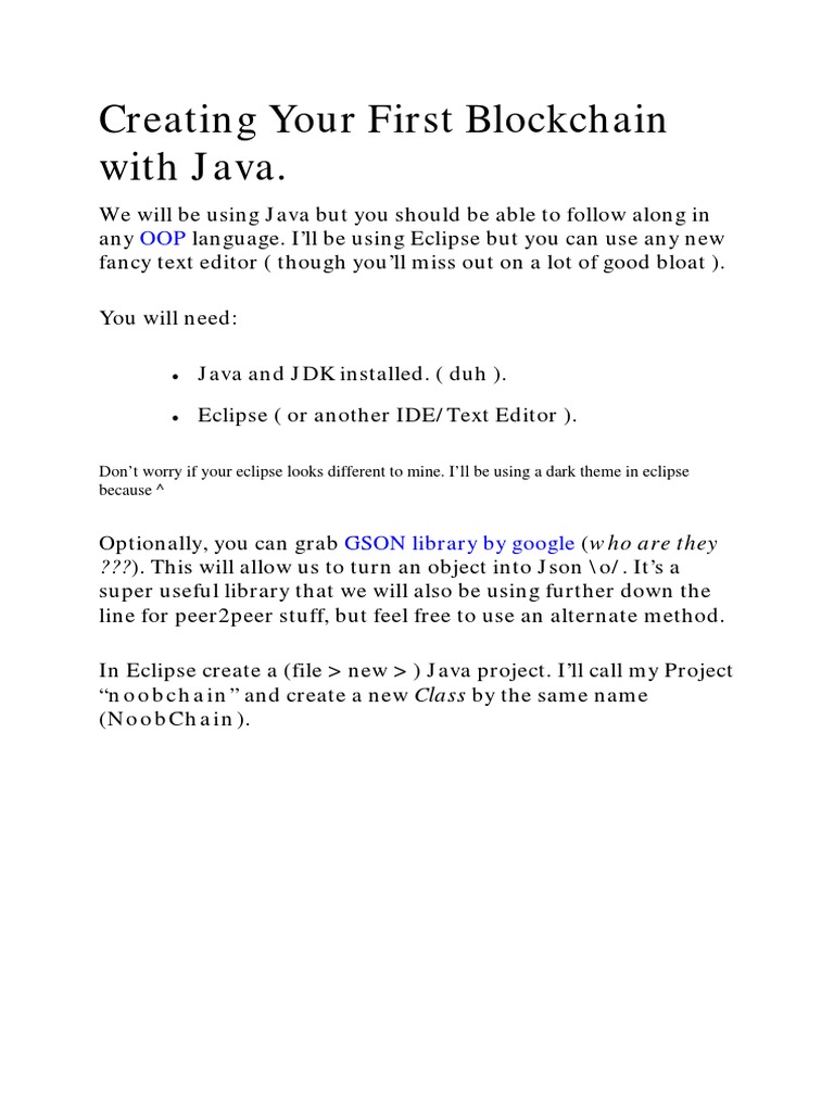 First Blockchain With Java | PDF | Areas Of Computer Science | Computer Programming