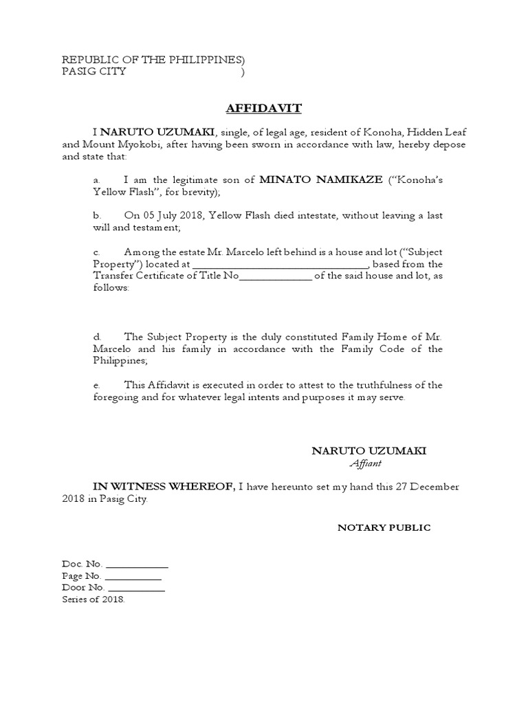 Affidavit of Family Home | PDF