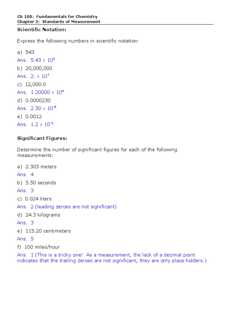 Ch2 Worksheet F07-Key | PDF | Kilogram | Significant Figures