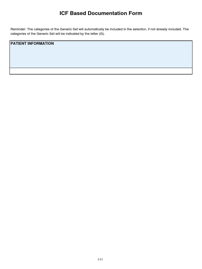 ICF Documentation Form Template | PDF | Attention | Thought
