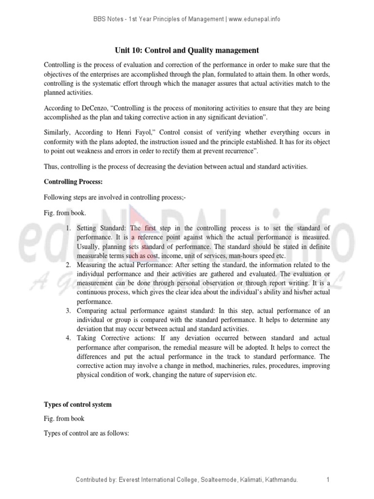 10 Control and Quality Management | PDF | Quality (Business) | Expense