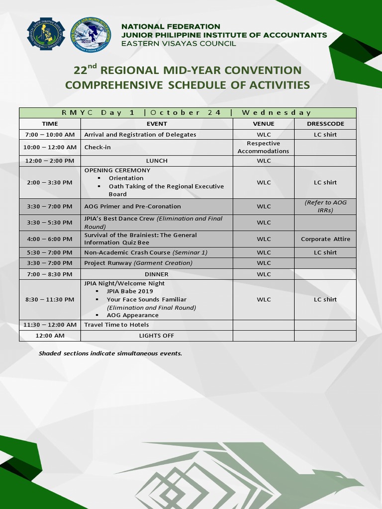 22nd RMYC Schedule of Activities | PDF | Business