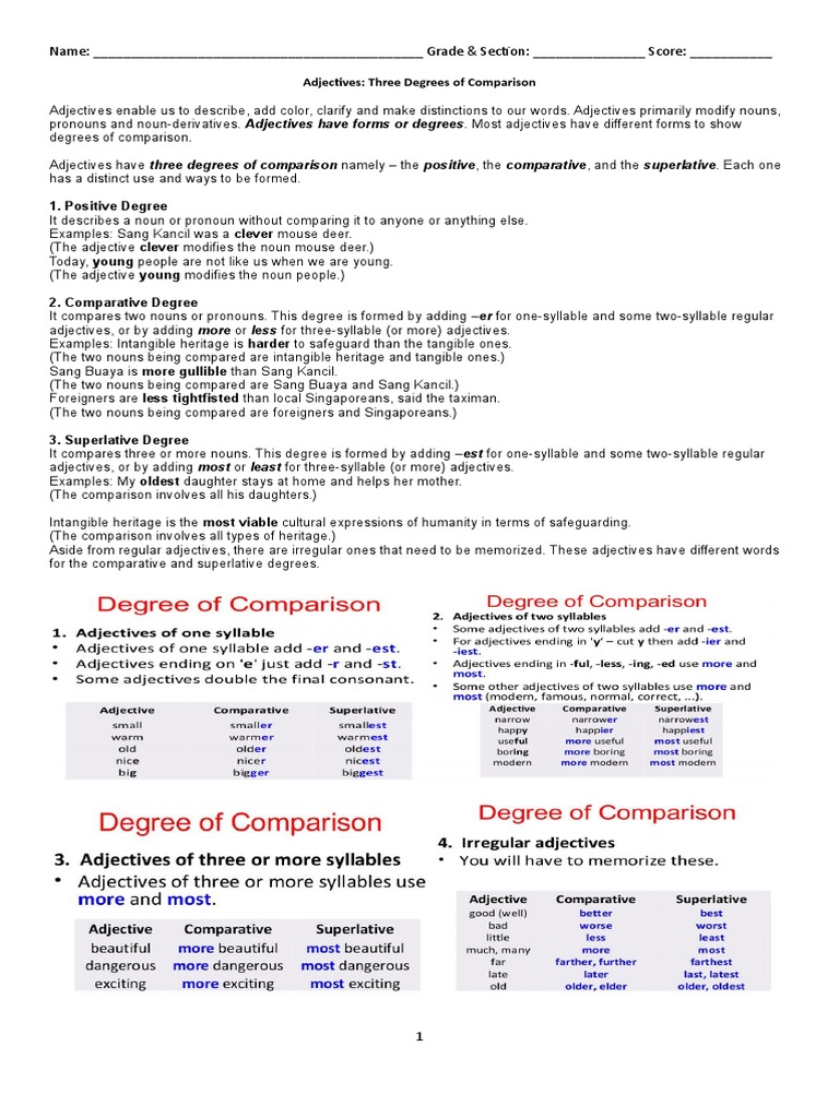 Name: - Grade & Section: - Score | PDF