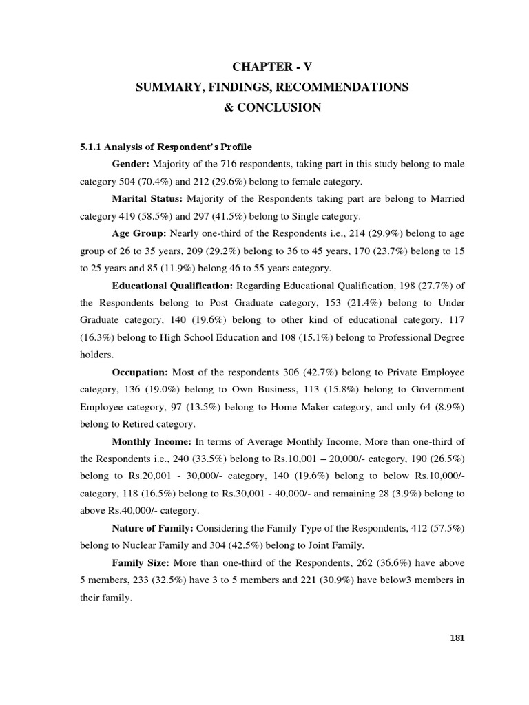 Chapter - V Summary, Findings, Recommendations & Conclusion | PDF ...