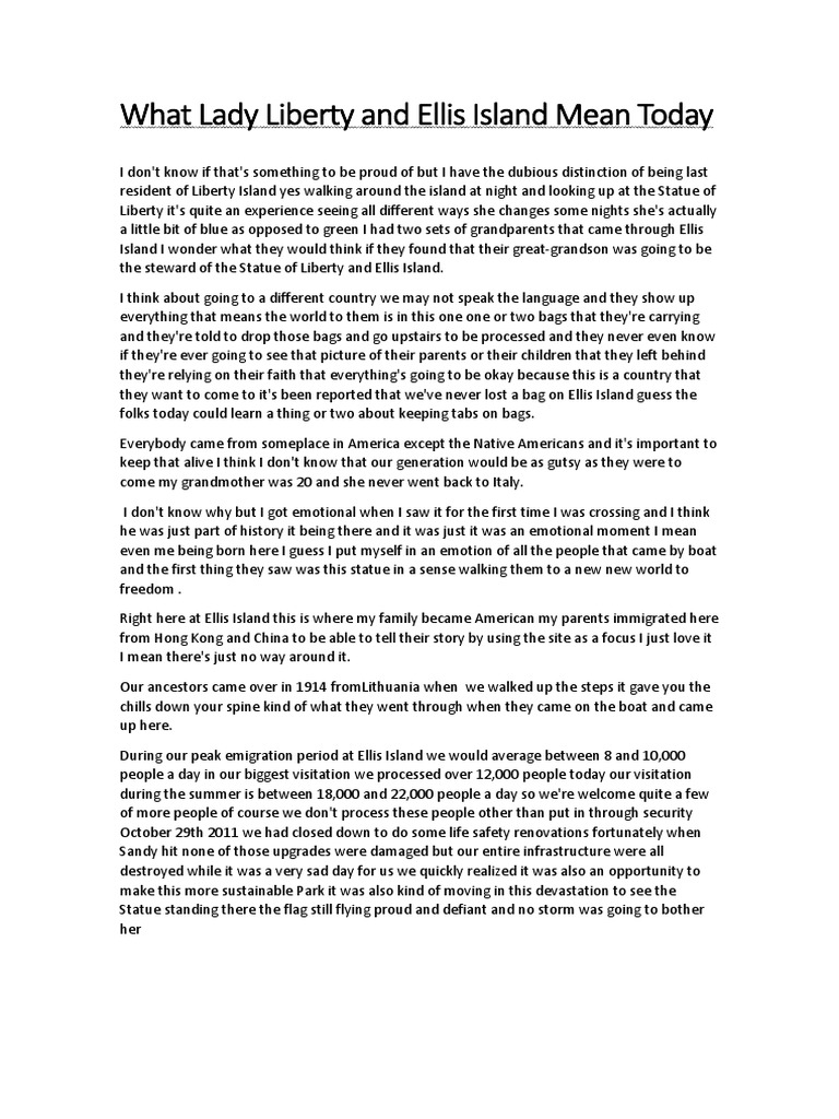 1F What Lady Liberty and Ellis Island Mean Today | PDF