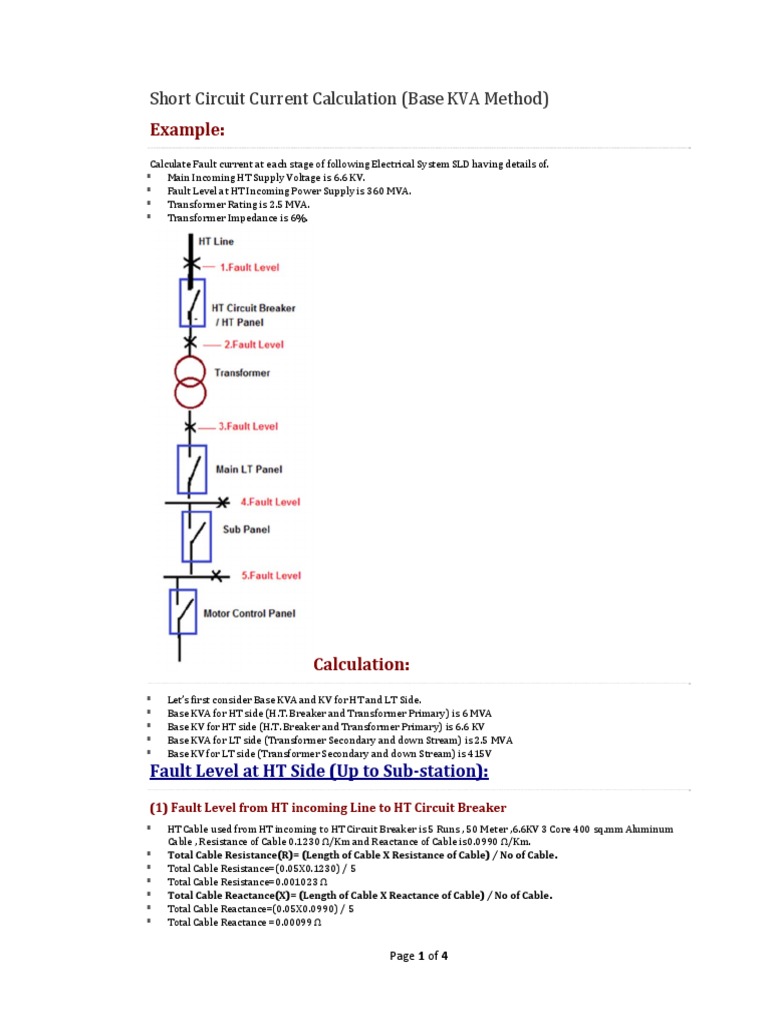 Short Circuit Current Calculation (Base KVA Method) | PDF | Transformer ...