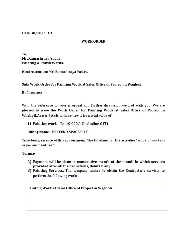 Paint Work Order | PDF | Breach Of Contract | Mediation