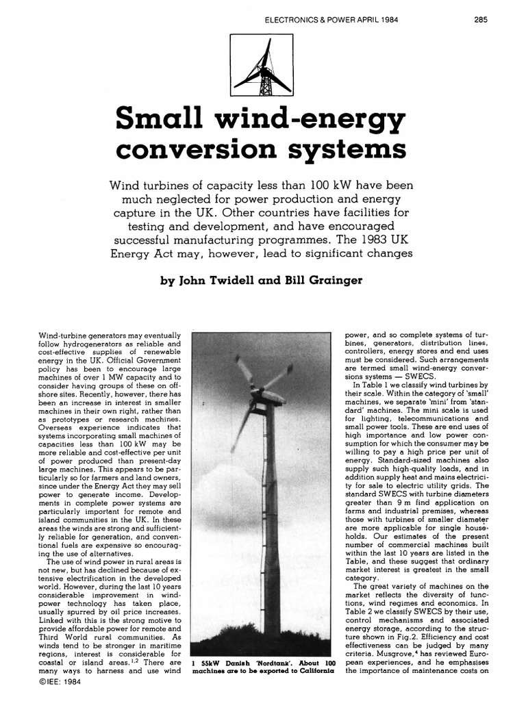 Small Wind-Energy Conversion Systems | PDF | Wind Power | Wind Turbine