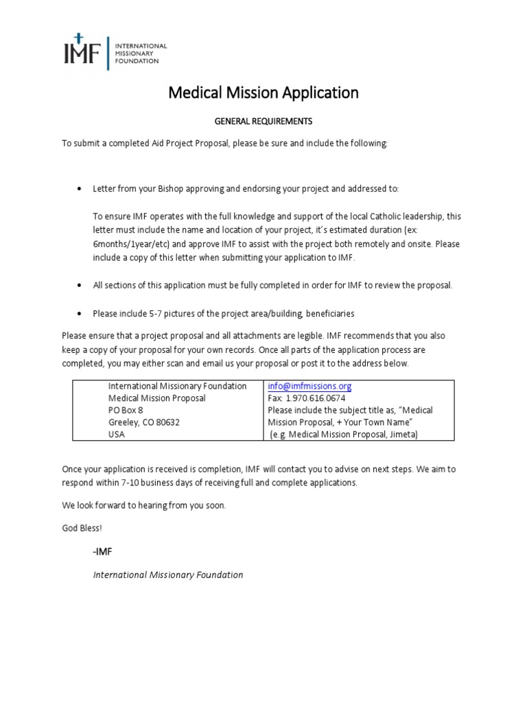 Medical Mission Application Guidelines | PDF | Public Health | Cost