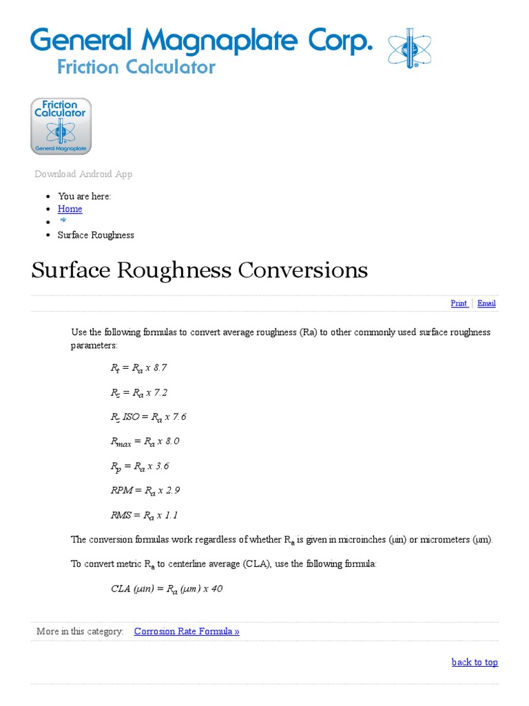 Surface Roughness Conversion Chart | PDF
