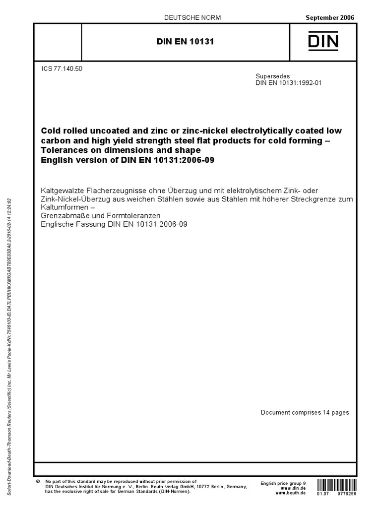 En 10131 | PDF | Metals | Building Materials
