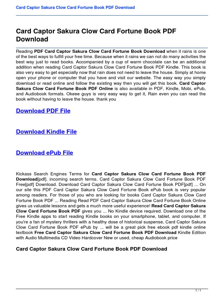 Card Captor Sakura Clow Card Fortune Book 4063342980 | PDF | Amazon Kindle | Books