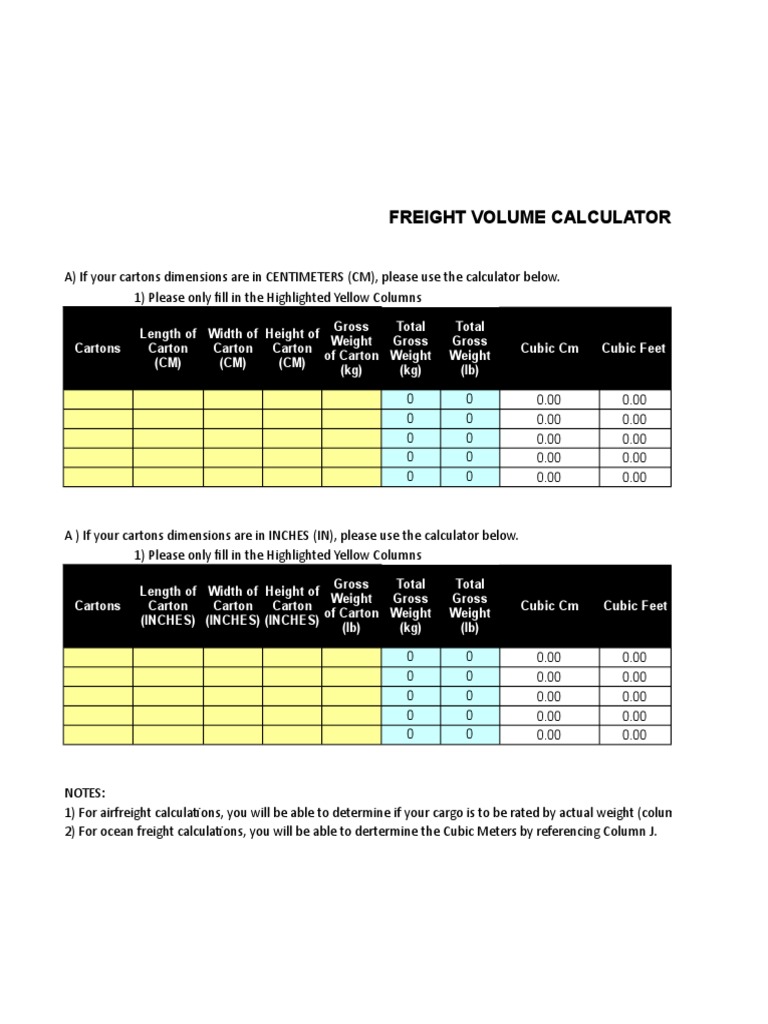 Freight Volume Calculator | PDF | Quantity | Physical Quantities