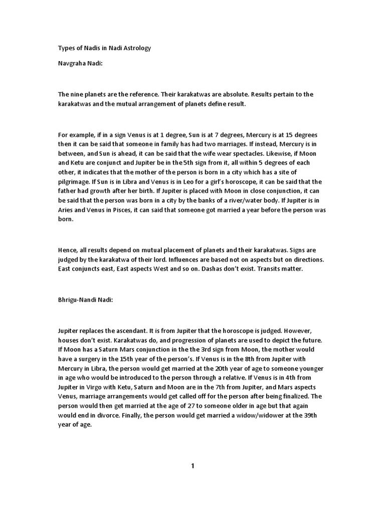 Notes On Types of Nadi | PDF | Planets In Astrology | Horoscope