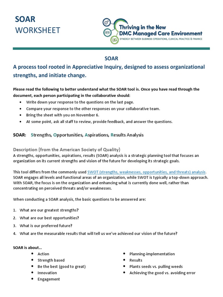 Soar Handout | PDF | Swot Analysis | Business