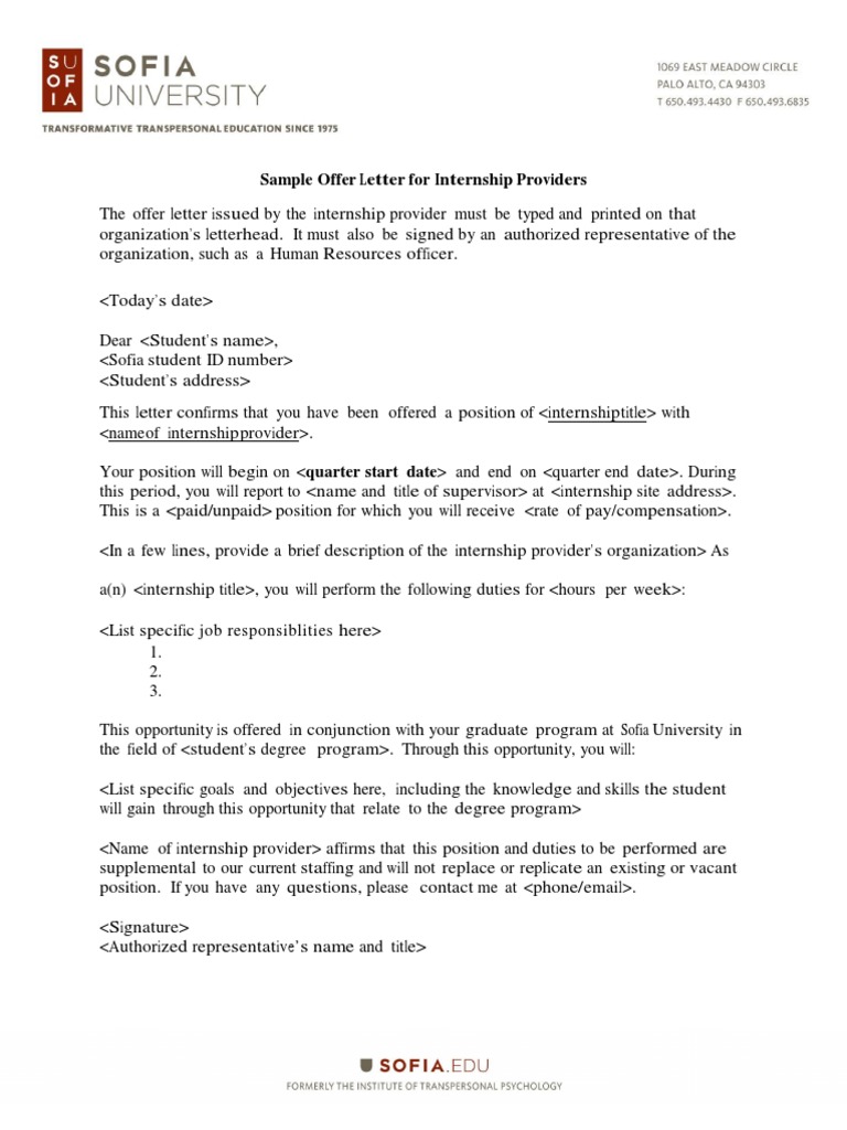 Student Internship Offer Letter Template II | PDF | Creativity | Curriculum