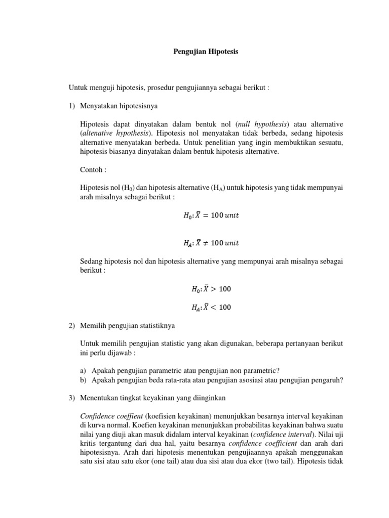 Contoh Pengujian Hipotesis | PDF