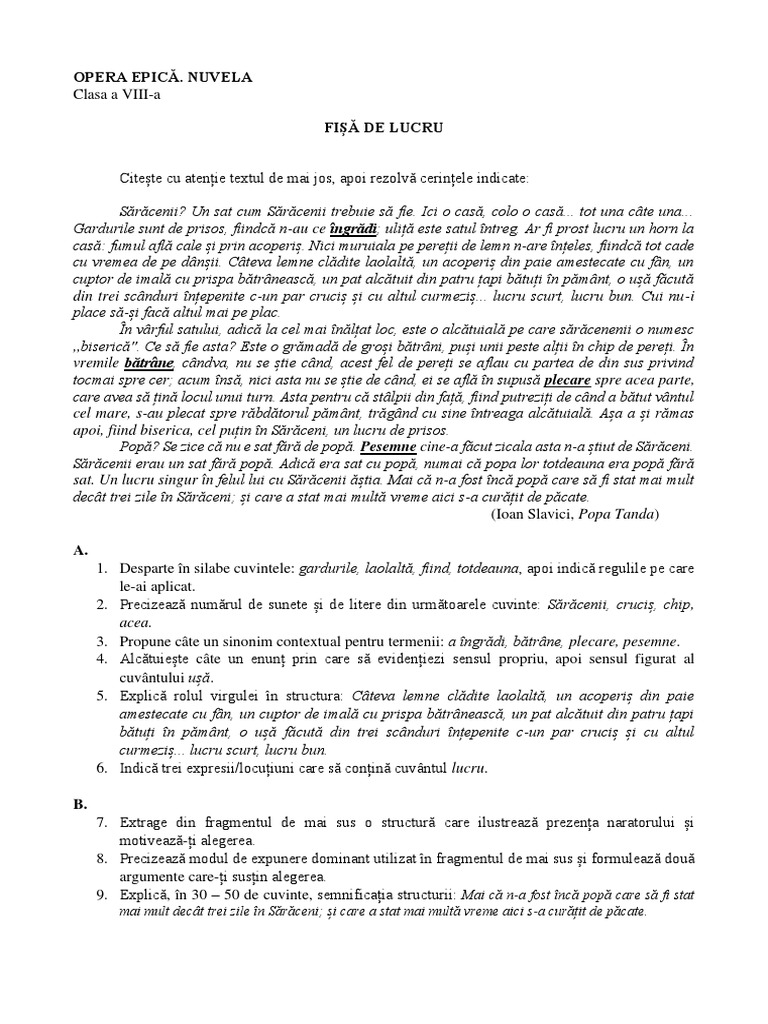 Nuvela Popa Tanda 2019 | PDF