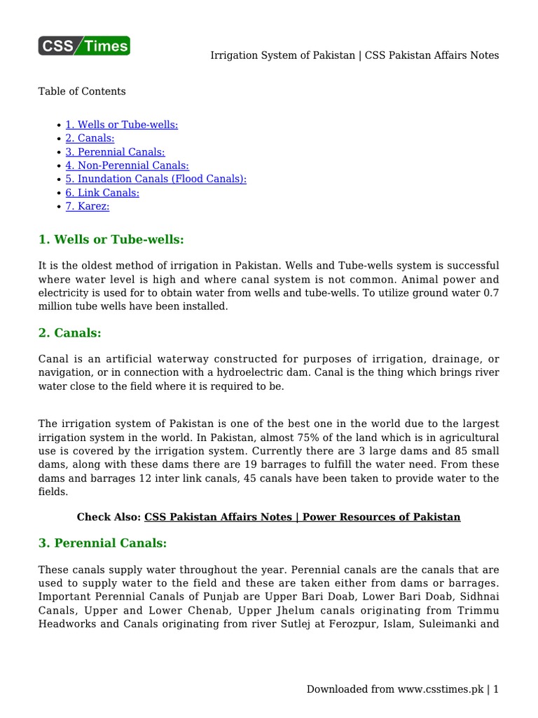 Overview of Pakistan's Irrigation Systems | PDF | Canal | Dam