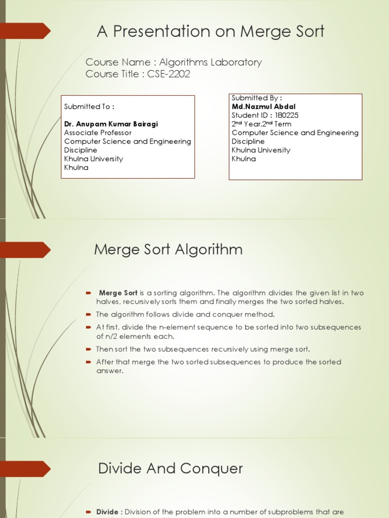 Understanding Merge Sort Algorithm | PDF | Mathematical Logic ...