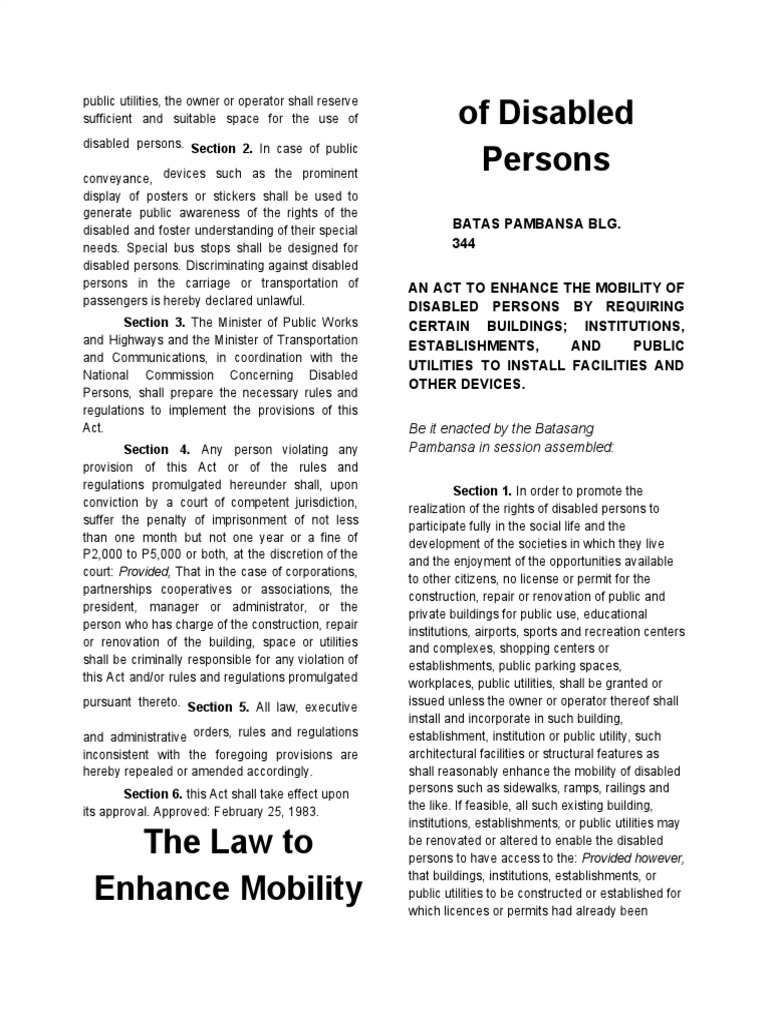 B.P.344 - Accessibility Law PDF | PDF | Accessibility | Wheelchair