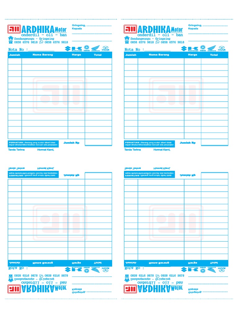 Desain Template Nota | PDF