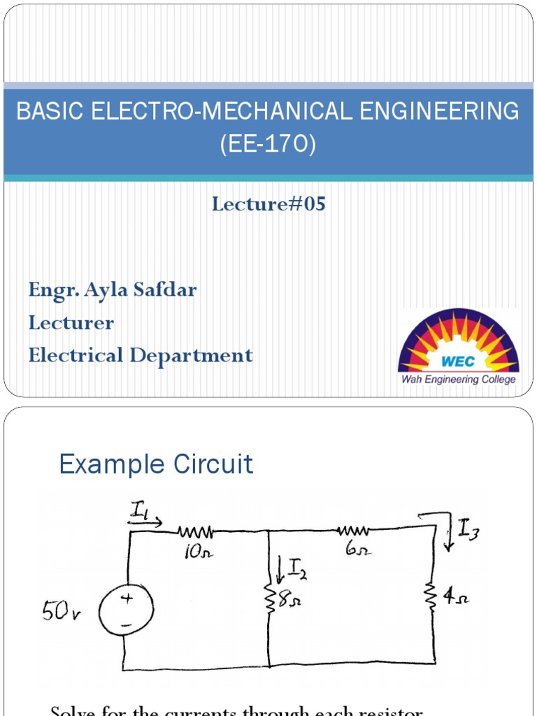 Basic Electro-Mechanical Engineering (EE-170) : Lecture#05 | PDF