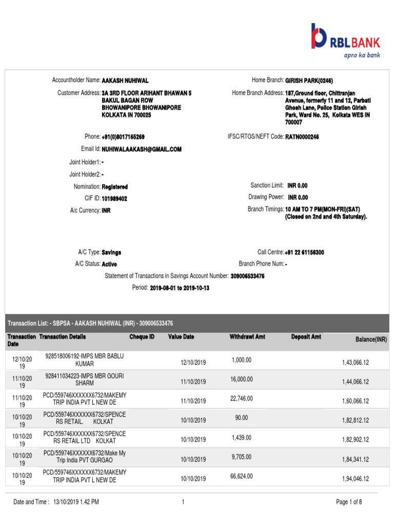 Bank Sttement | PDF | Services (Economics) | Financial Technology