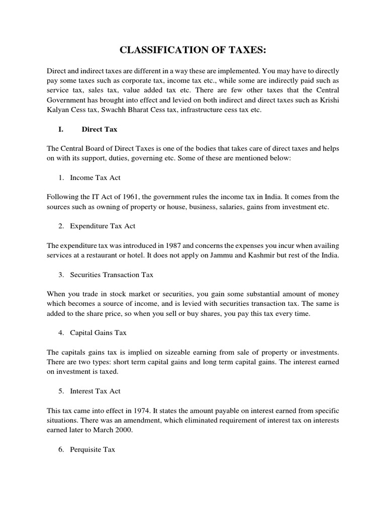 Classification of Taxes | PDF | Taxes | Value Added Tax