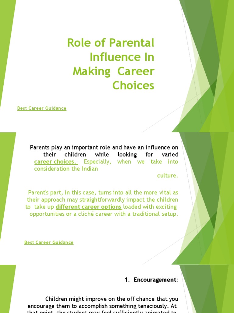 Role of Parental Influence in Making Career Choices | PDF | Action ...