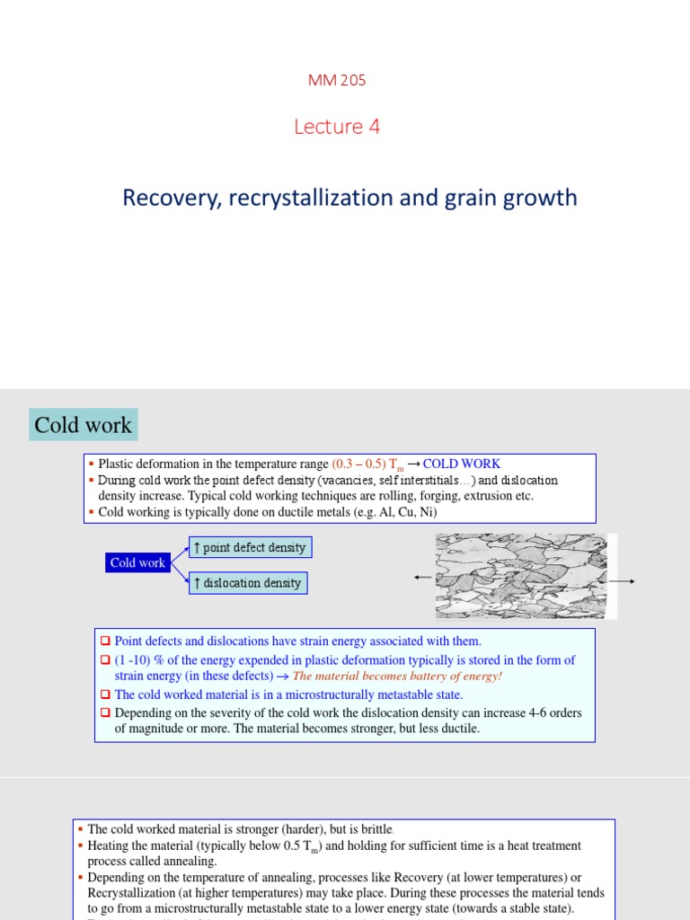 Recovery, Recrystallization and Grain Growth | PDF | Dislocation ...