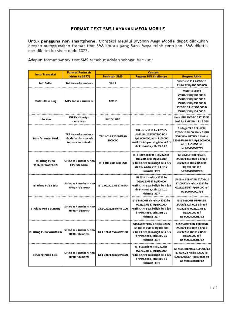 Mega Mobile SMS Transaction Guide | PDF