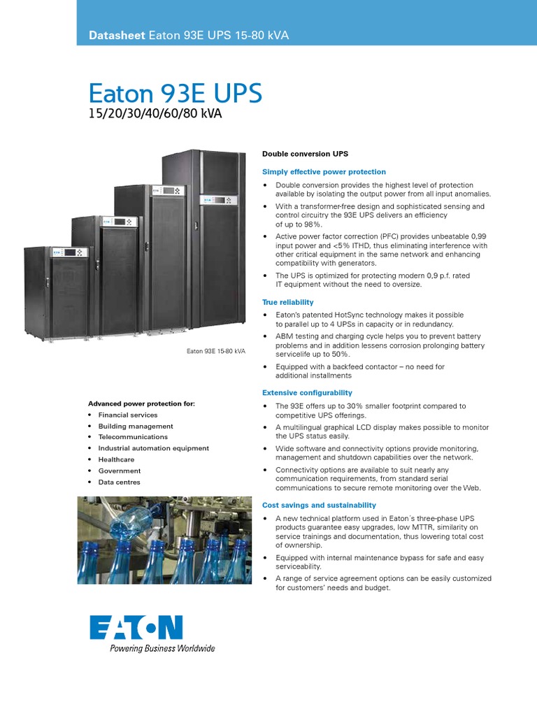 Eaton 93E 15-80 Kva Datasheet LR | PDF | Electrical Engineering ...