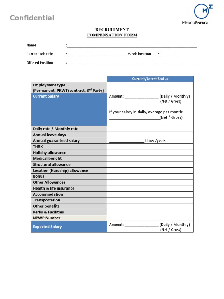 Recruitment Compensation Form | PDF | Finance & Money Management