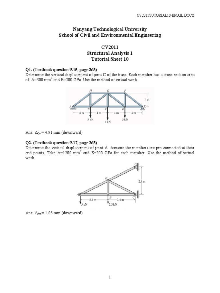 Solutions to Structural Analysis Problems Using Virtual Work Method ...