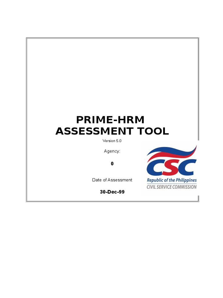 PRIME-HRM Assessment Tool Version 6.0 As of Jan 10 | PDF | Recruitment ...