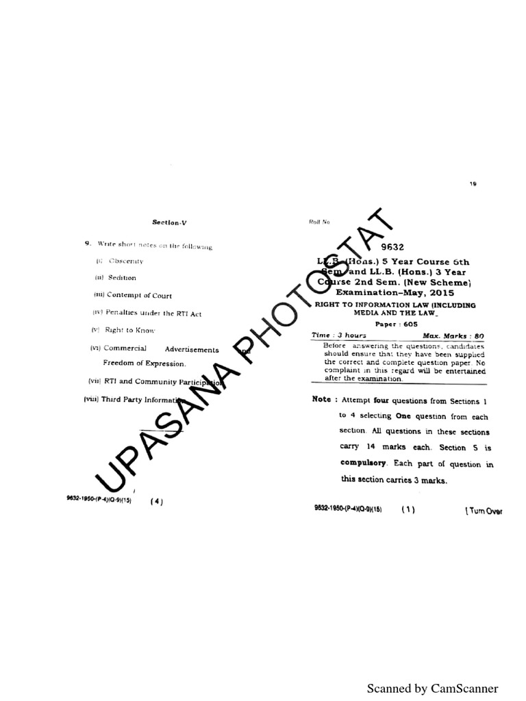 Mdu Rti Question Paper | PDF