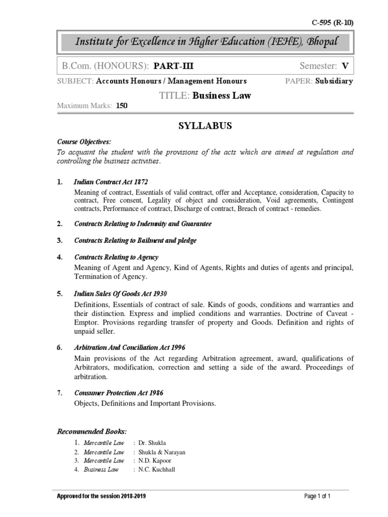 Institute For Excellence in Higher Education (IEHE), Bhopal: Semester | PDF