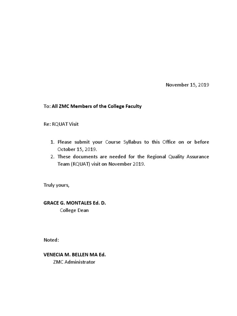 Letter To Faclty | PDF