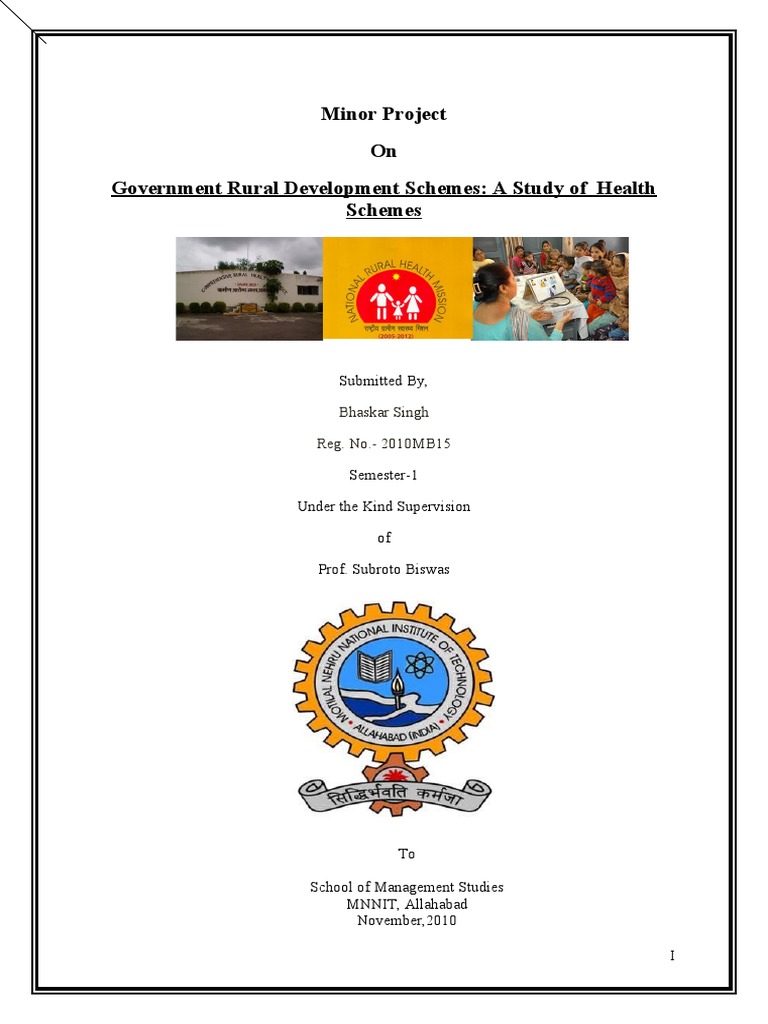 Minor Project On Government Rural Development Schemes: A Study of ...