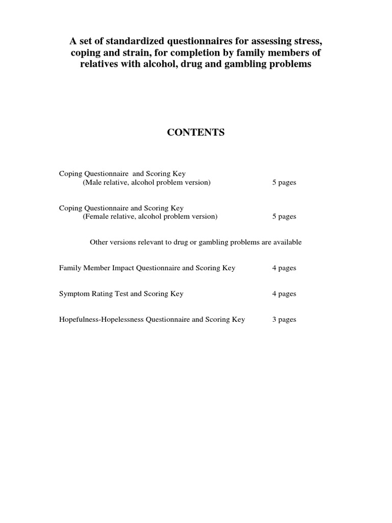 A set of standardized questionnaires.docx | Substance Abuse | Substance ...