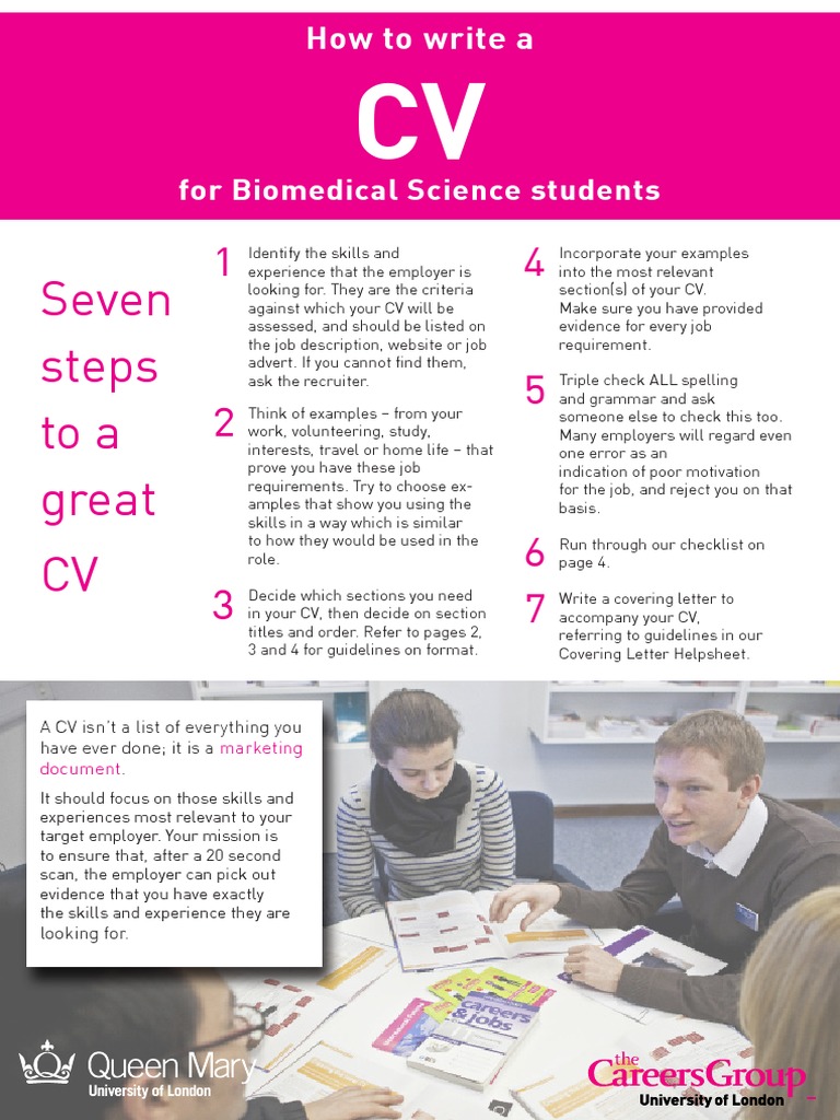 Seven Steps Toa Great CV: For Biomedical Science Students | Download ...