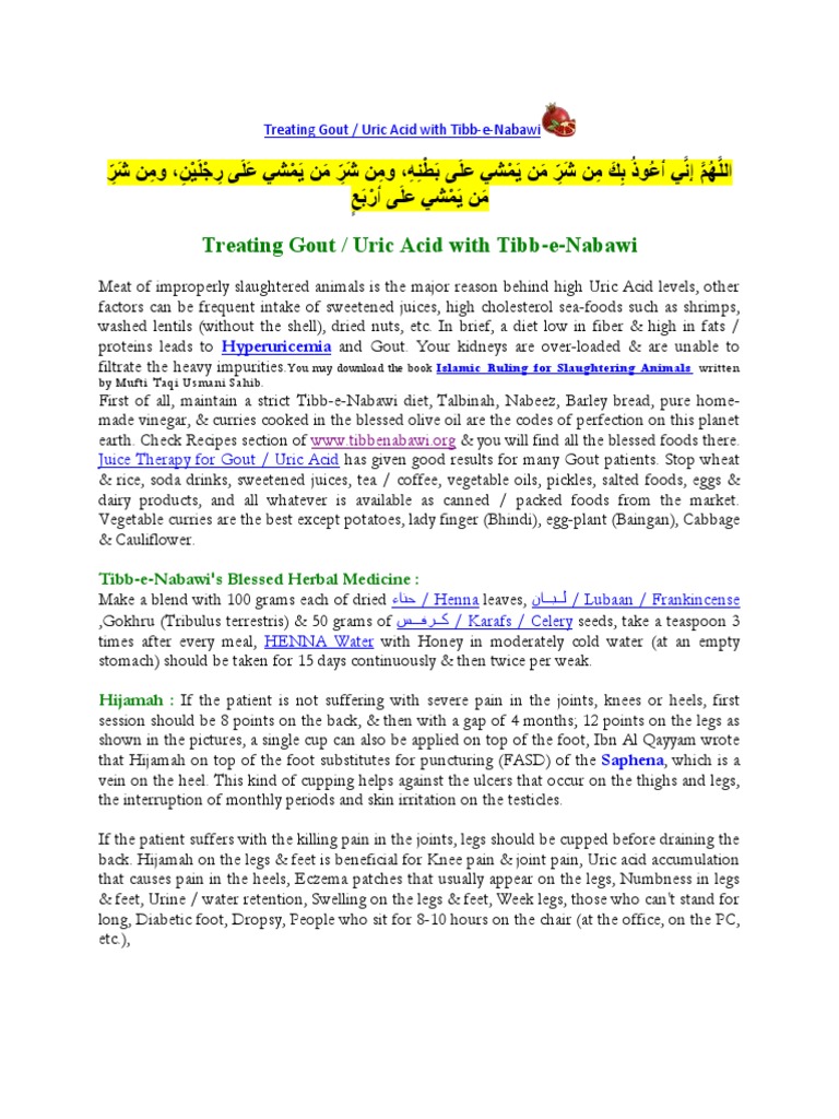 Treating Gout Uric Acid Tibb e Nabwi | PDF | Gout | Arthritis