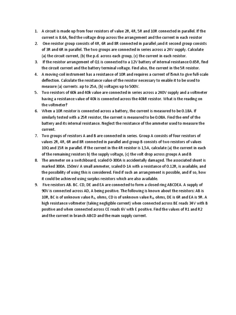 Basic Electrical Questions | PDF | Series And Parallel Circuits | Capacitor