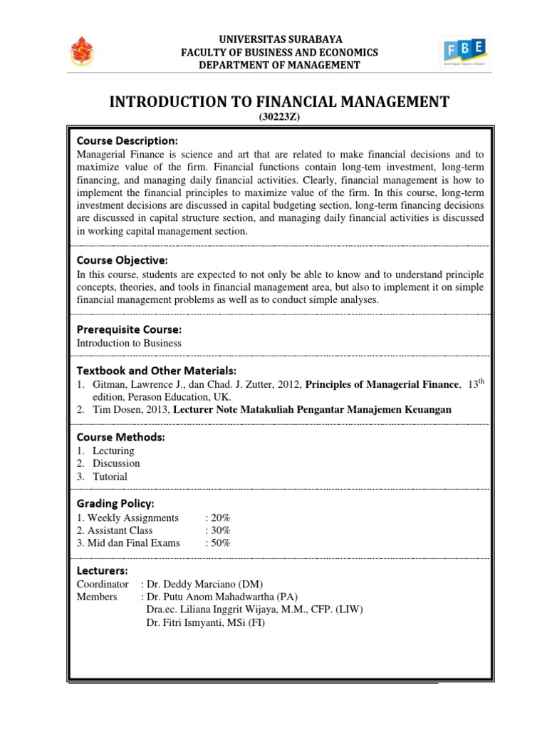 Silabus PMK IBN Sem Genap 2015-2016 | PDF | Valuation (Finance ...